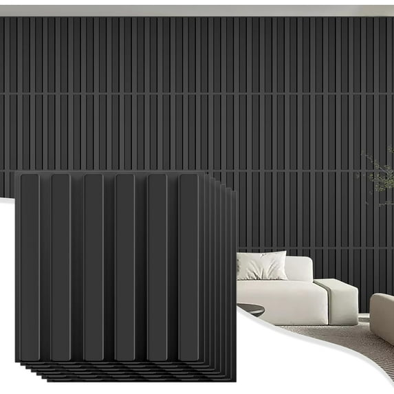 20 PVC Wall Panels 12x12 Inch - 20 sq. ft., Black, Modern Style ...