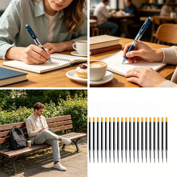 20-Pack 0.5mm Gel Pen Refills, Push-Button Ink Refill for Black, Blue ...