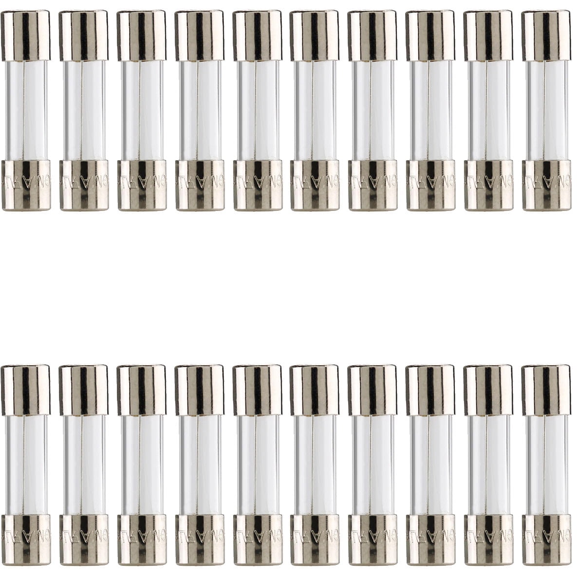 20 Pack 1/2 Amp 250 Volt GMA Style Fast Acting Fuse, 0.5A, 3/16" x 3/4 ...