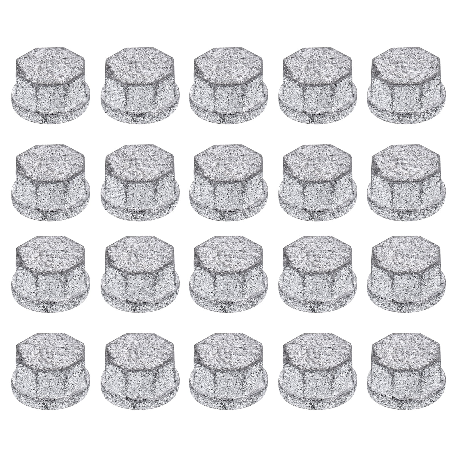 20 Pack 1/2" Octagon Head Steel Threaded Pipe Fitting Caps, Silver ...