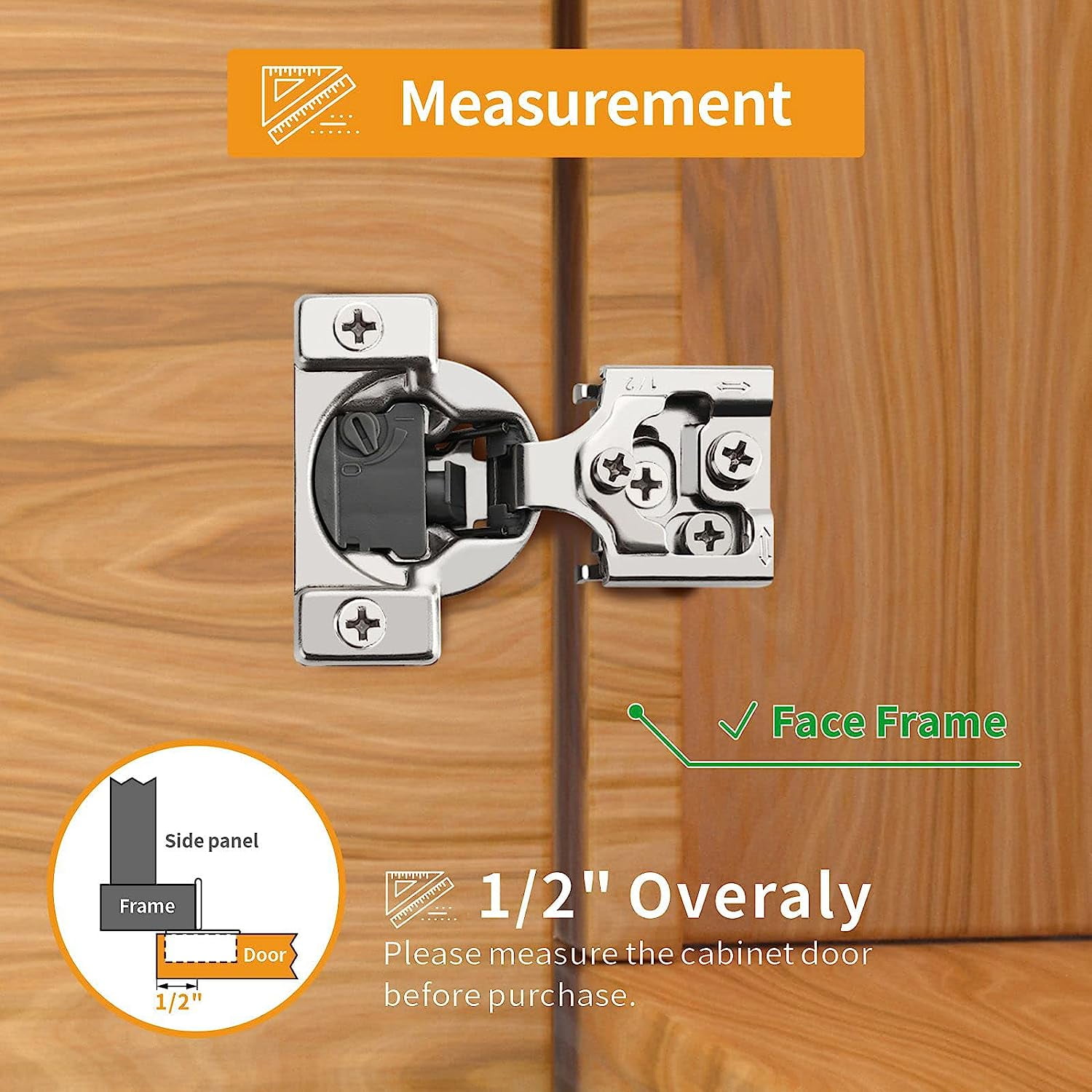 20 Pack 1/2" Overlay 4D Soft Close Concealed Hinges for Face Frame Door ...
