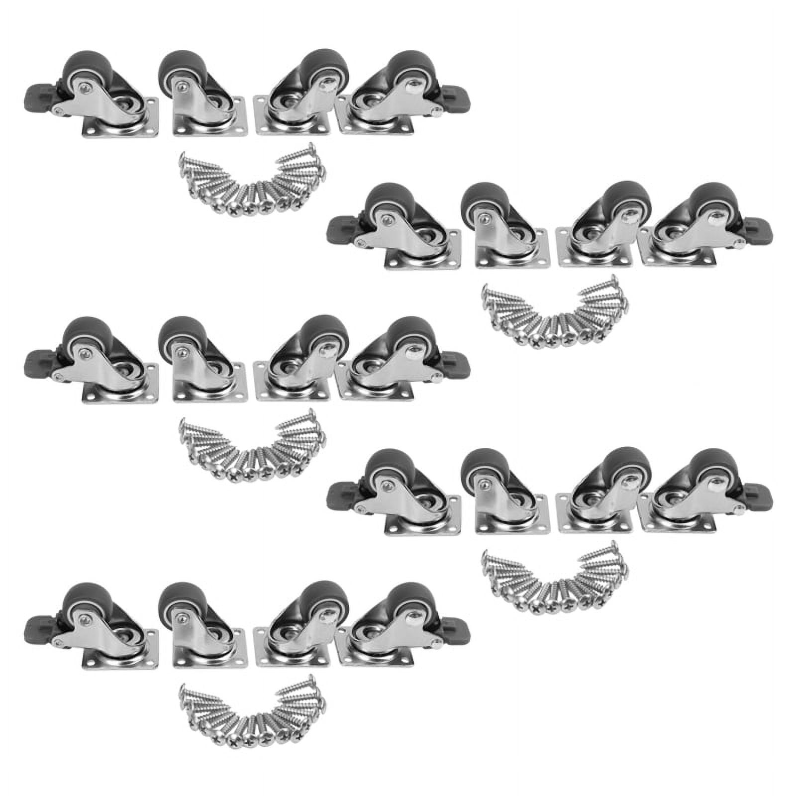 20 Pack 1 Inch Low Profile Casters Wheels Soft Rubber Swivel Caster ...