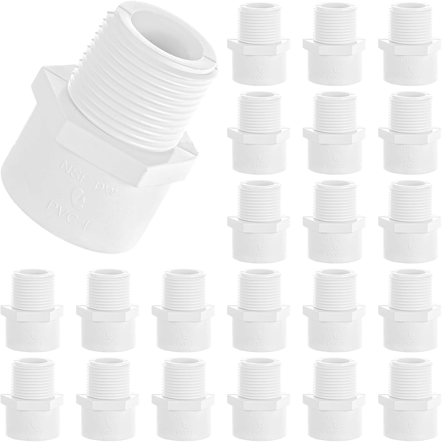 20 Pack 1-Inch PVC Threaded Male Adapter Pipe Fittings Set – Durable ...