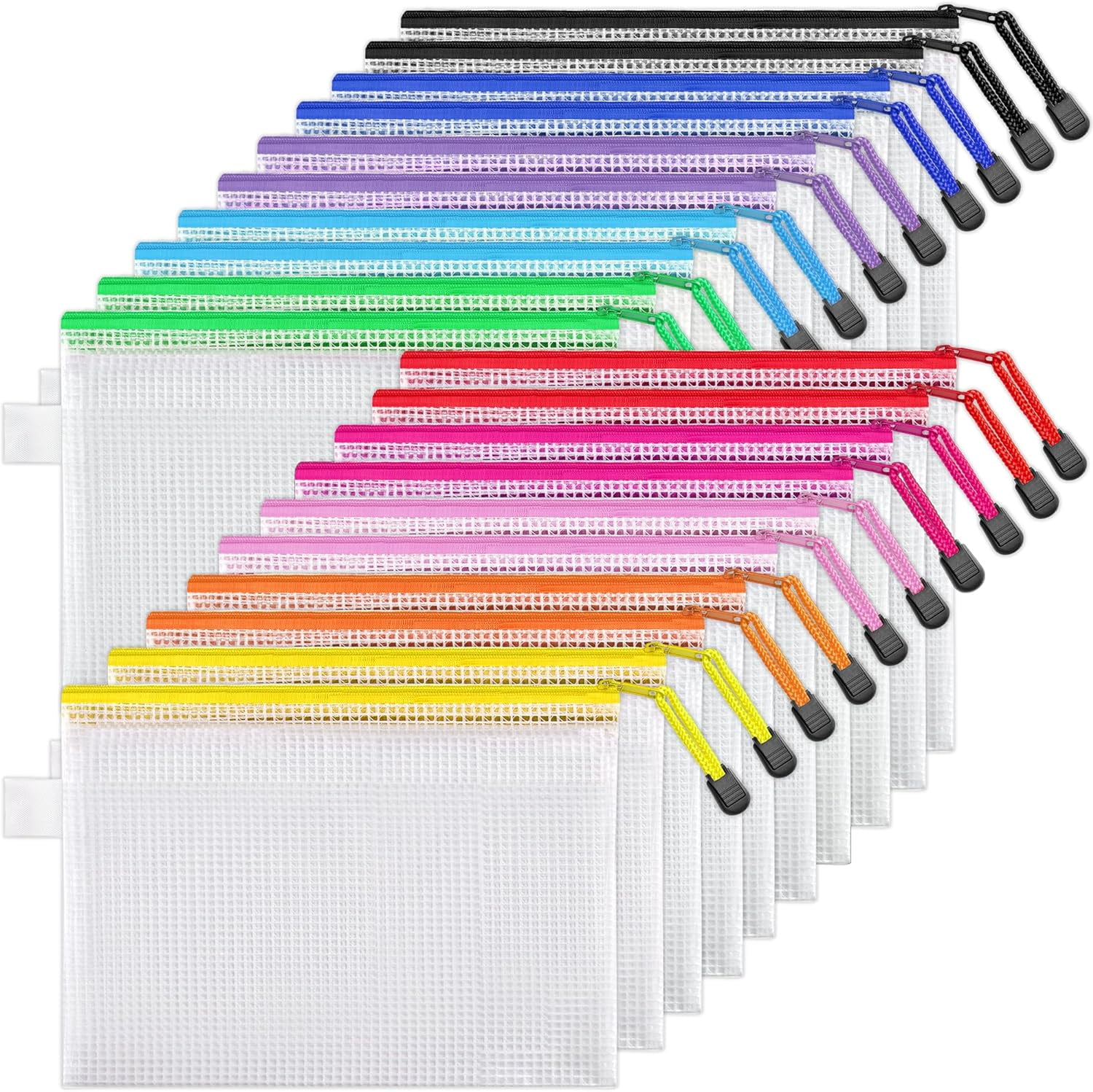 20 Pack 10 Colors Zipper Mesh Document Pouch, 6x9 Inch/A5, Plastic ...