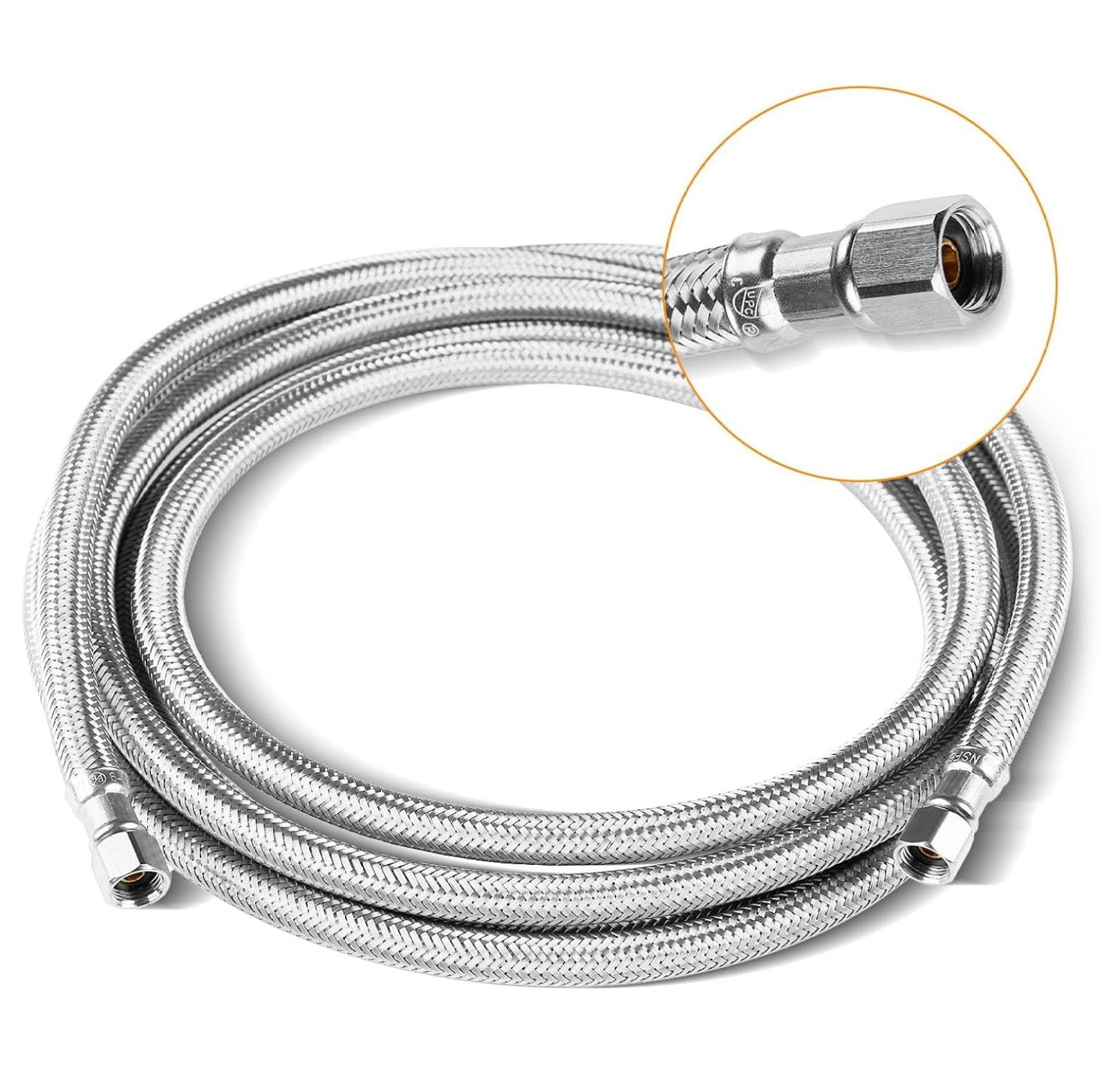 (20 Pack) 10-FT Ice Maker Supply Line, 1/4" Compression Stainless Steel ...