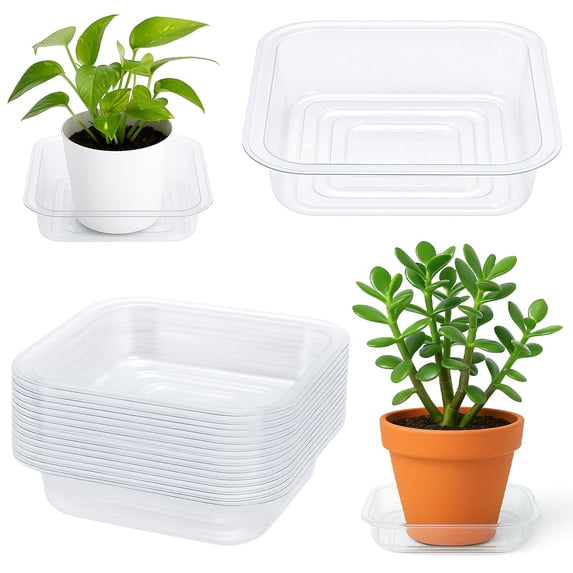 20 Pack 10 Inch Square Plant Saucers for Pots Indoor Outdoor Clear ...