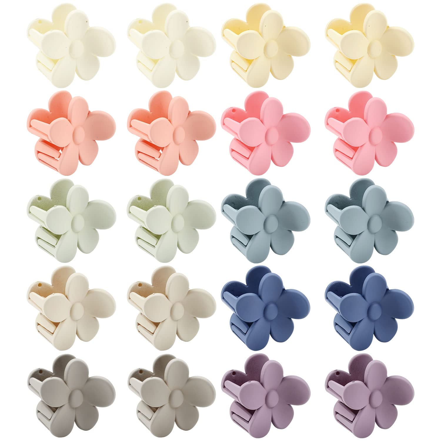 20 Pack/10 Pairs Cute 4cm/1.6" Small Plastic Flower Hair Claws Clips ...