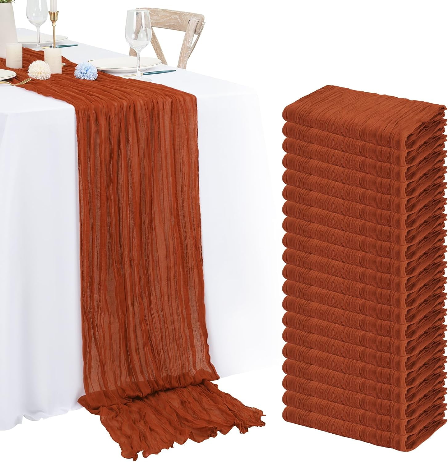 20 Pack 10Ft Terracotta Cheesecloth Table Runner Boho Romantic Gauze ...