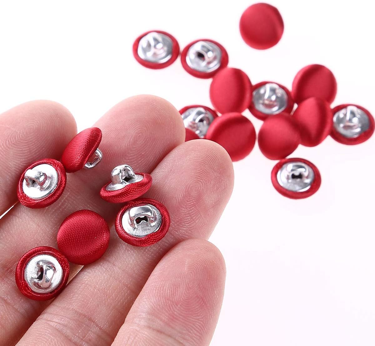 20 Pack 10Mm Satin Covered Metal Shank Buttons Bridal Buttons For ...