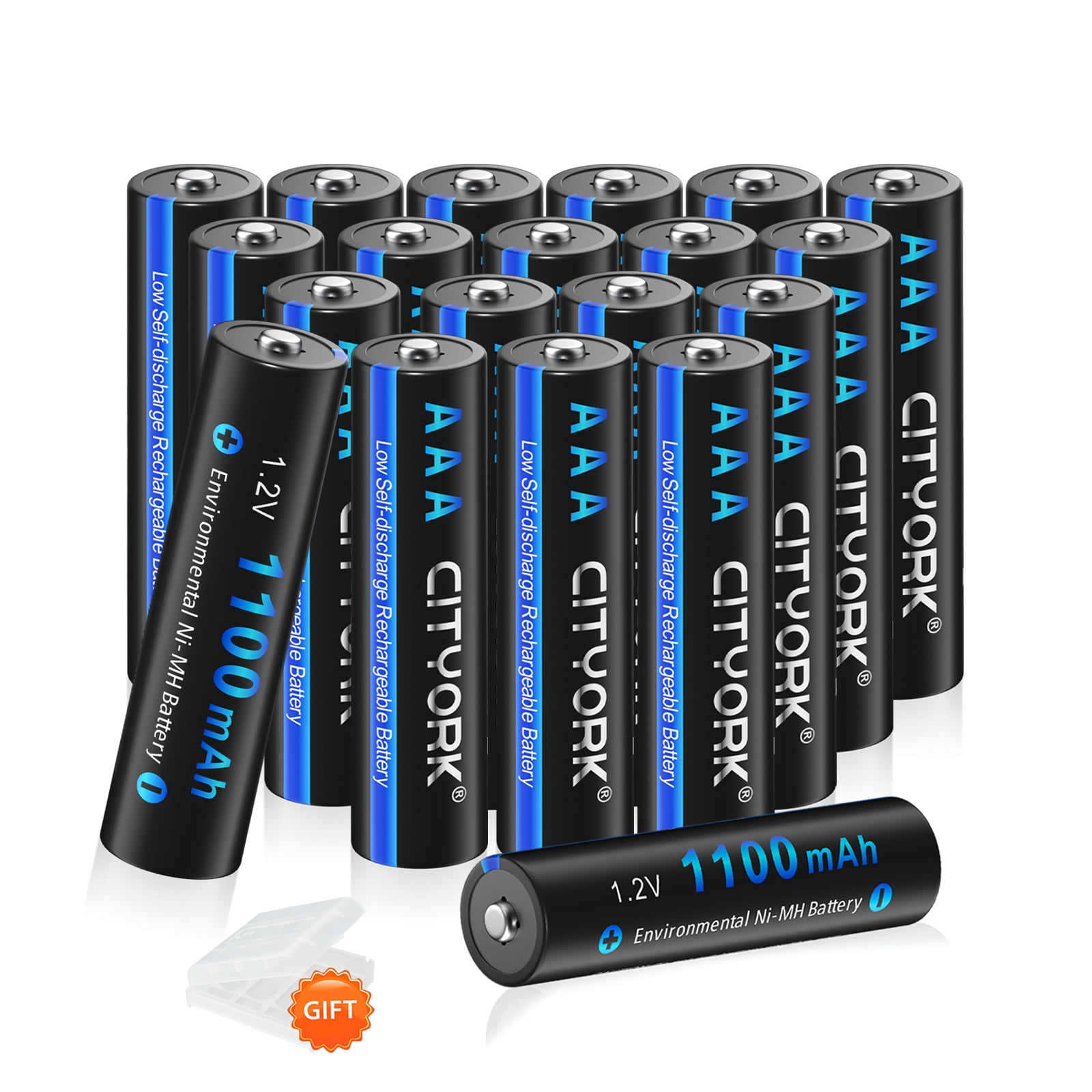 20 Pack 1100mAh 1.2V Ni-MH High Capacity AAA Rechargeable Batteries ...