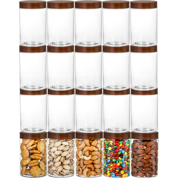 20 Pack 12 Oz Clear Empty Plastic Jars with Screw-on Lids, Ideal ...