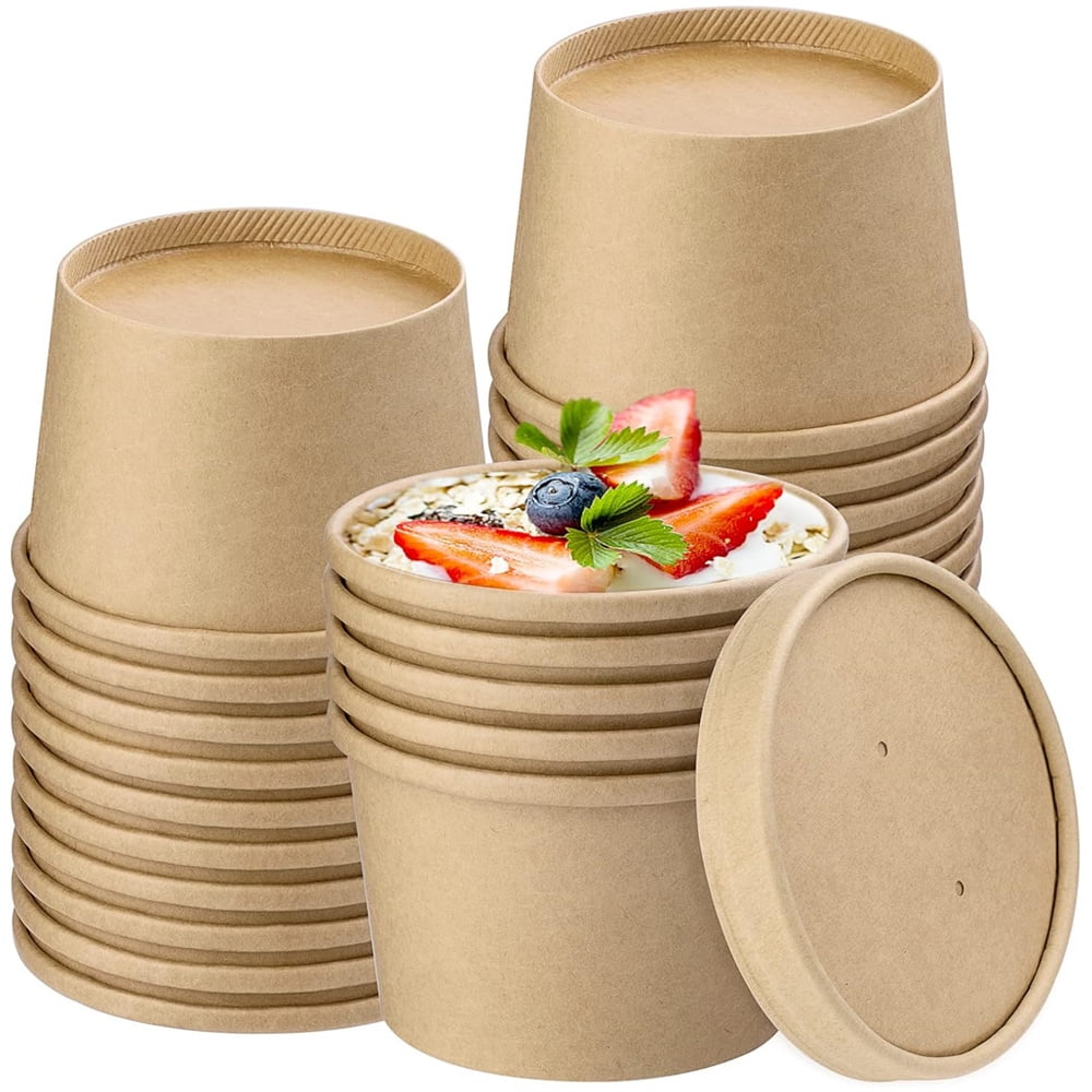 20 Pack 12 Oz Round Leakproof Soup Buckets,Kraft Paper Food Containers ...