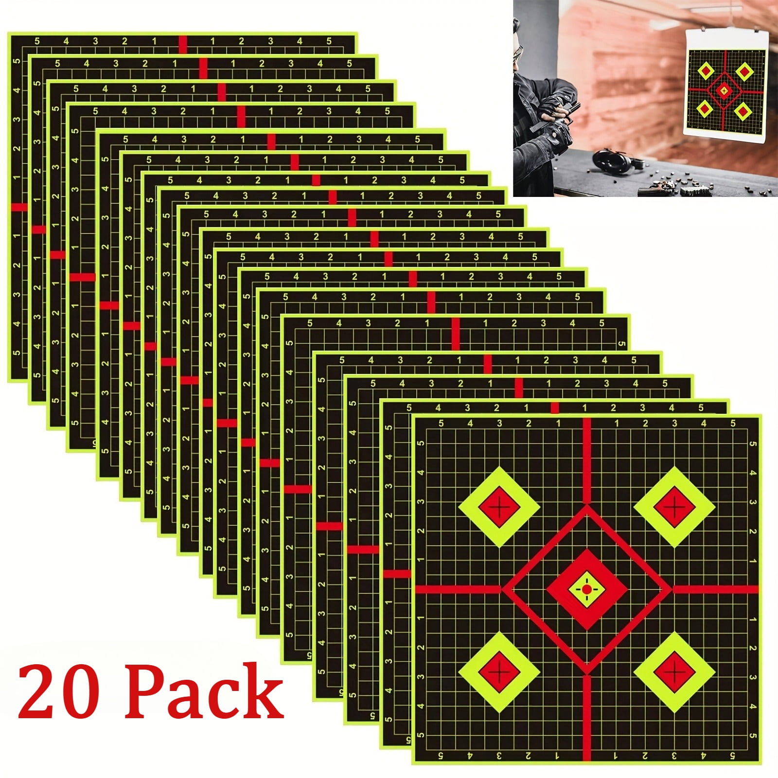 20 Pack 12"x12" Shooting Targets Splatter Paper Target for Gun Reactive ...