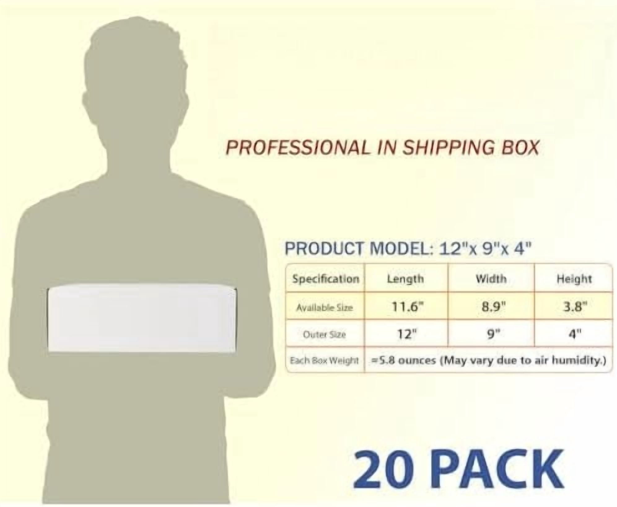 20 Pack 12x9x4 Shipping Boxes, 10 Pack White and 10 Pack Brown ...