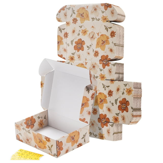 20 Pack Mailer, 12x9x4 Shipping Boxes, Corrugated Cardboard with Flower ...