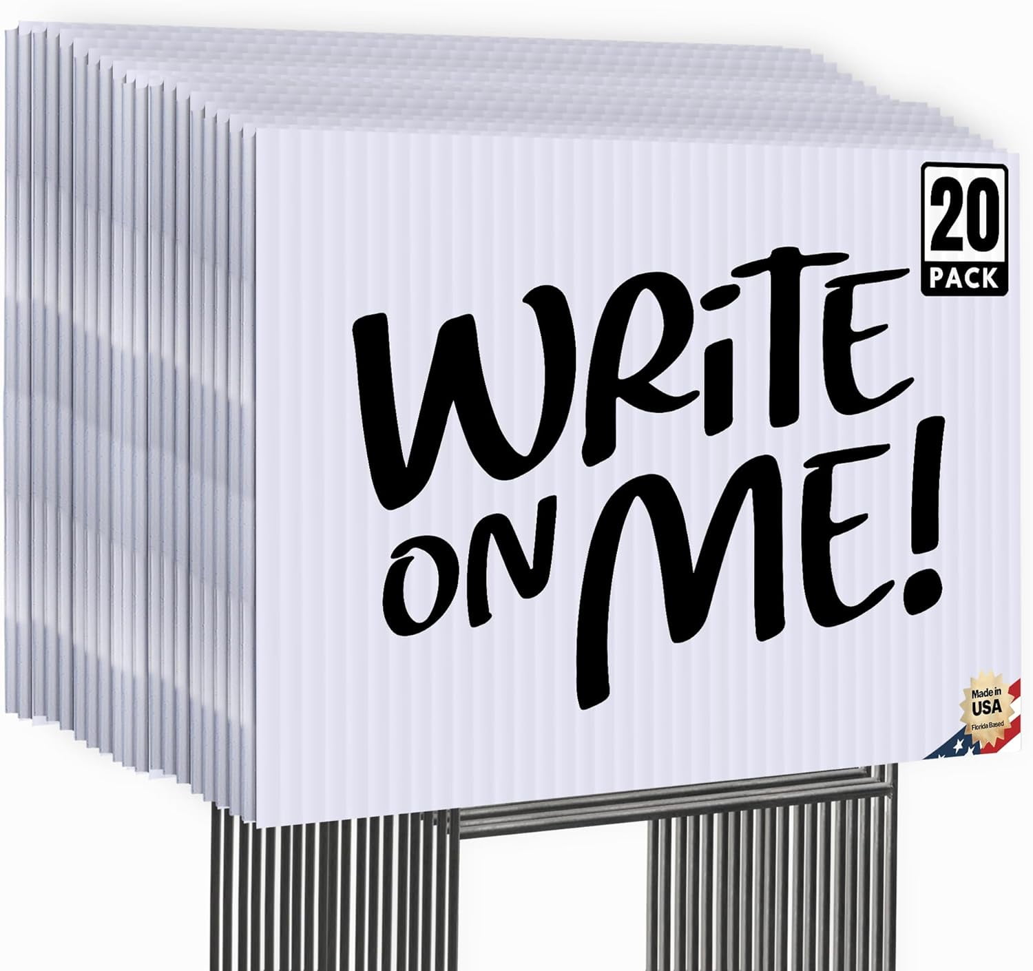 20 Pack 16"x12" Corrugated Blank Yard Signs with Stakes, Double Sided ...