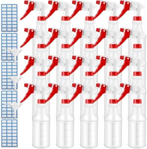 20 Pack 16oz Empty Spray Bottles, Leakproof Cleaning Bottles with ...
