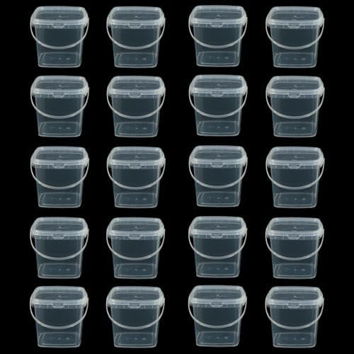 20 Pack 17OZ Square Slime Containers, Ice Cream Buckets with Lids and ...