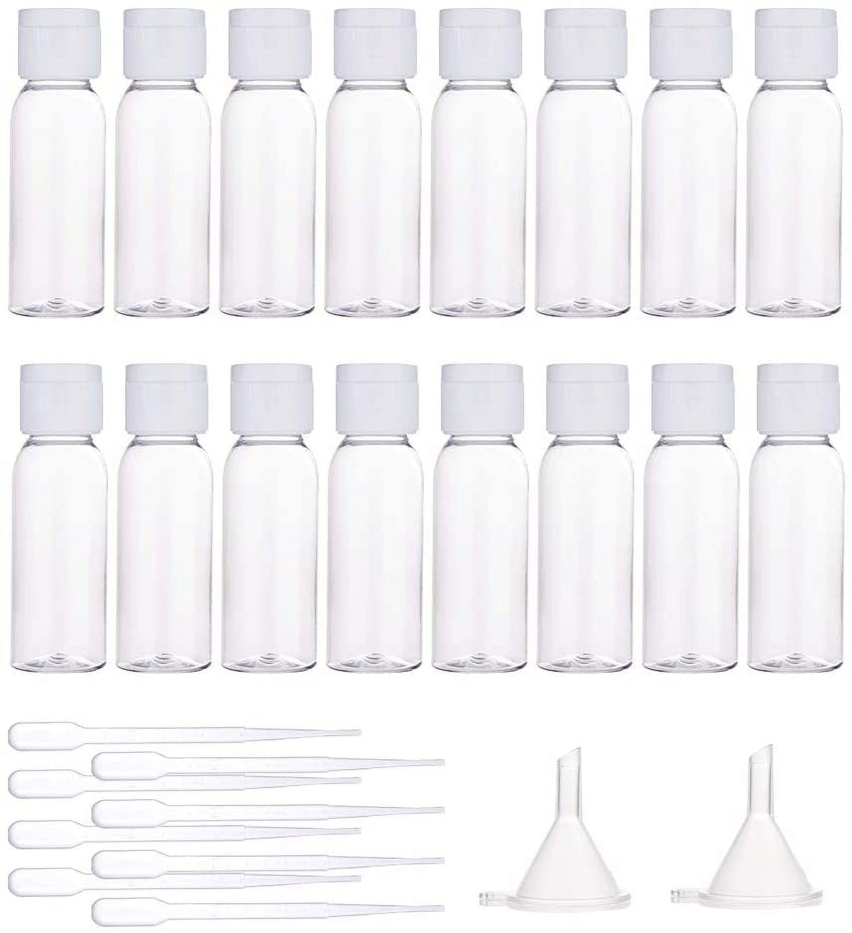 20 Pack 1oz Clear Plastic Flip Cap Travel Bottles with White Caps 10 ...