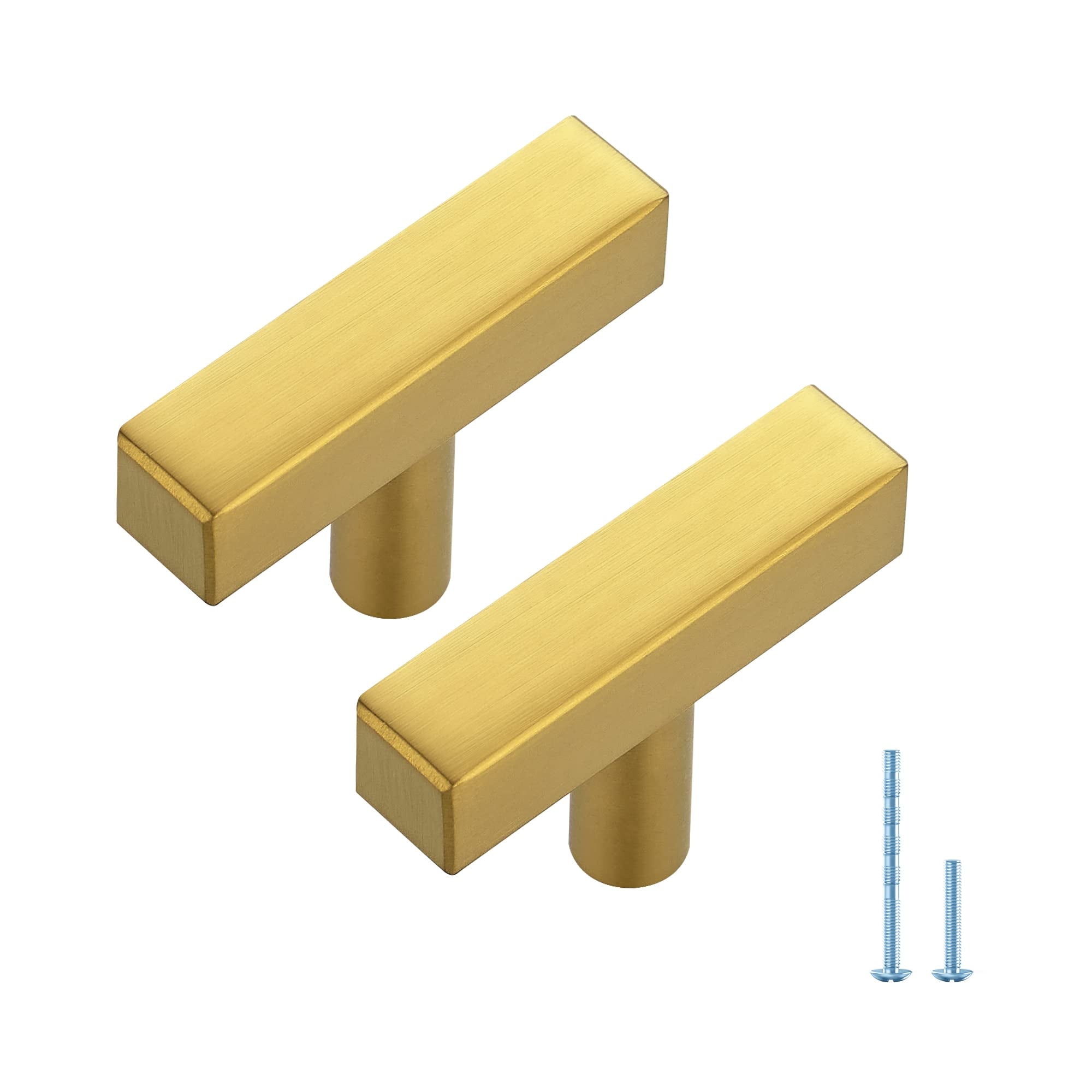 20 Pack 2 Inch Brushed Brass Cabinet Handles, Square Kitchen Hardware ...