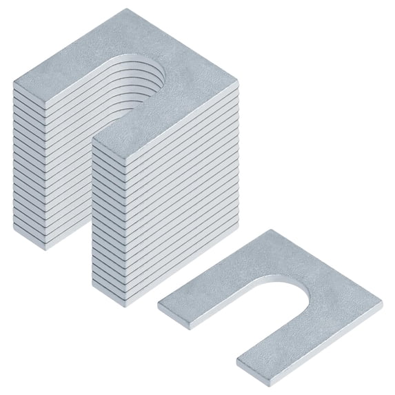 20 Pack 2" x 2" Steel Metal Horseshoe Shim Washers for 3/4" Bolts, 1/8 ...