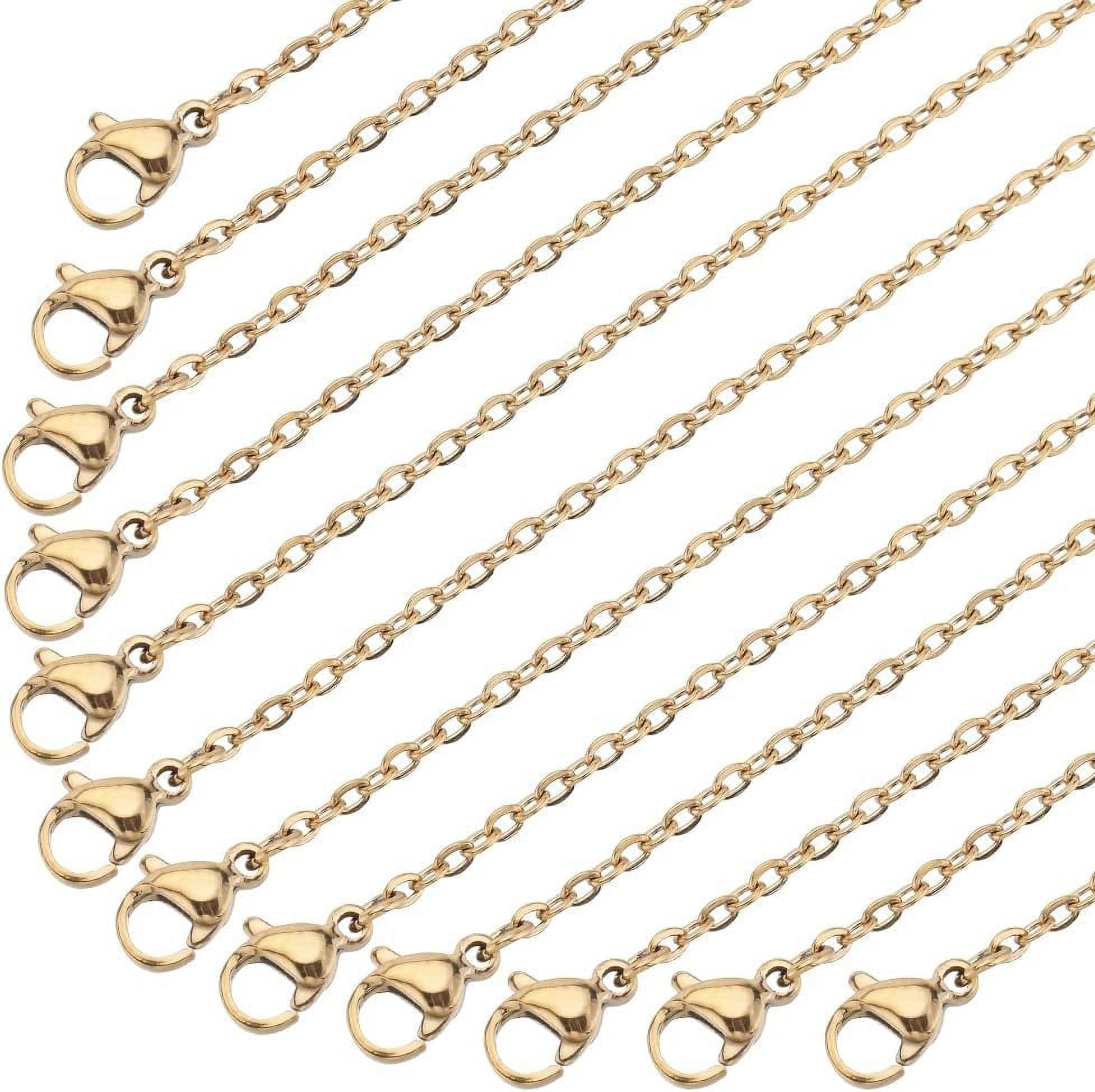 20 Pack 20 Inch/ 0.5m 2mm Necklace Chain Stainless Steel Bulk Golden ...