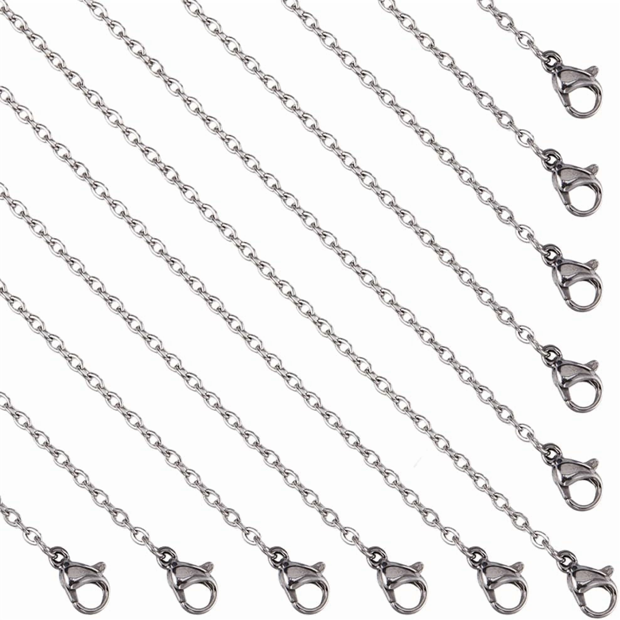 20 Pack 24 Inch/ 0.6m 2mm 304 Stainless Steel Silver Necklace Chains ...