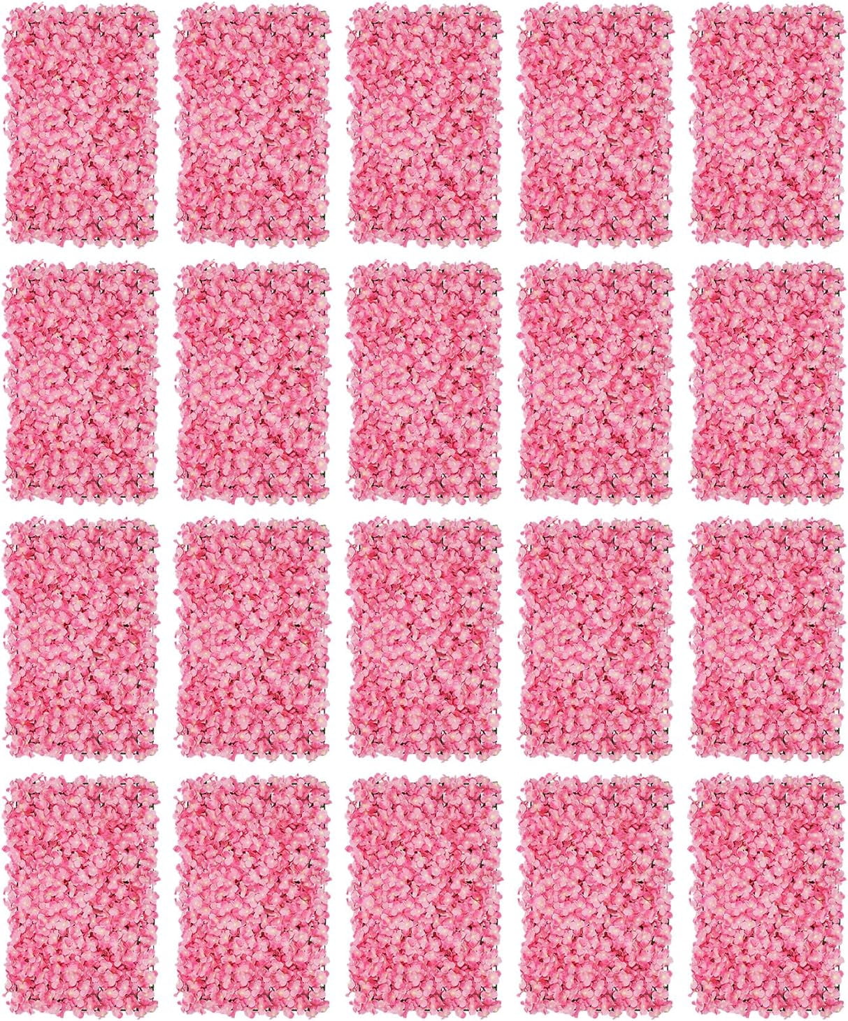 20 Pack 24''x16'' Artificial Flower Wall Panel, Pink Flower Wall Panels ...