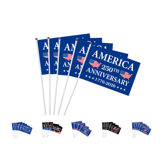 20 Pack 250th Anniversary USA Flag Handheld - Small American Stick ...