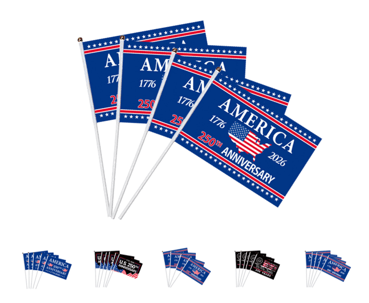 20 Pack 250th Anniversary USA Flag Handheld - Small American Stick ...