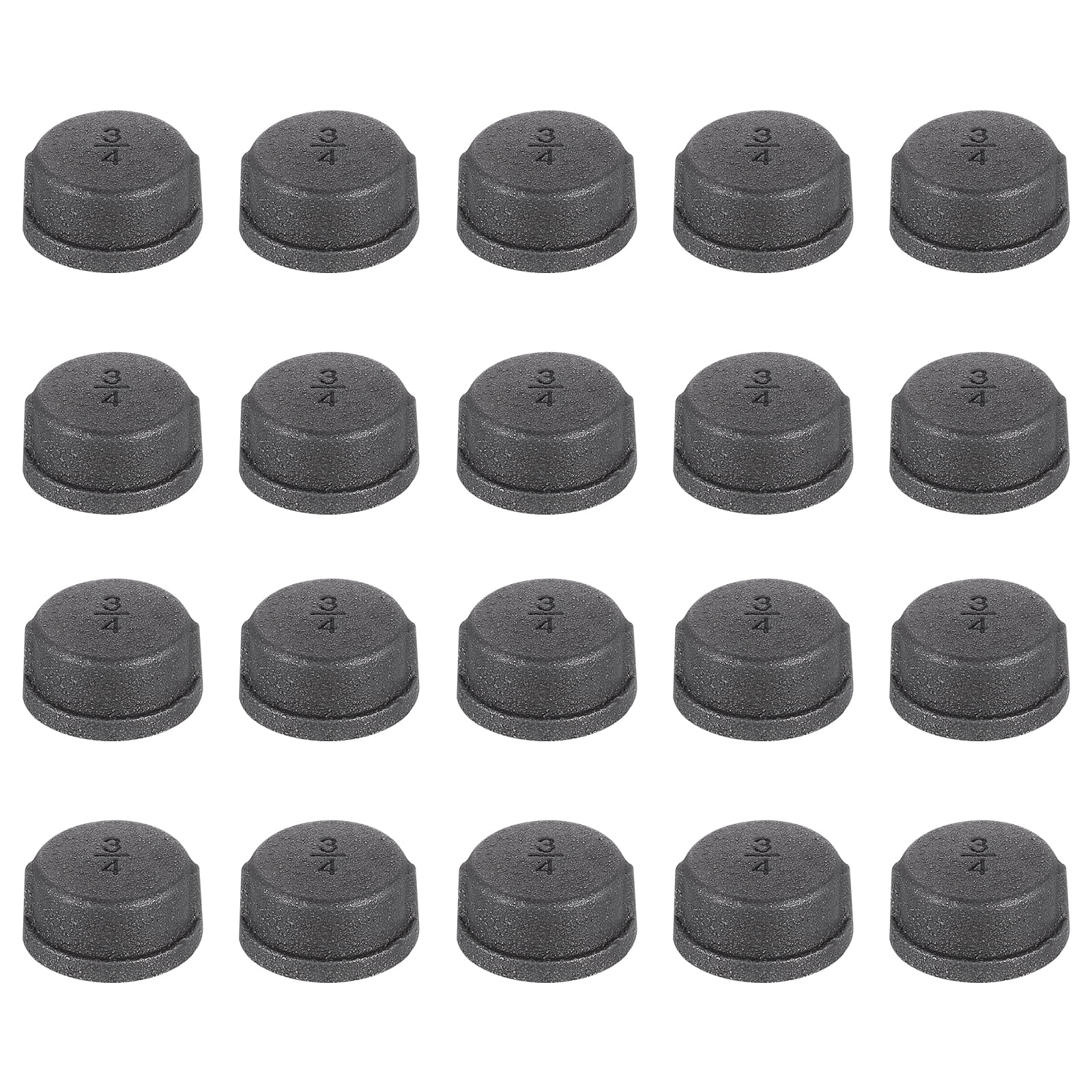 20 Pack 3/4" Round Head Steel Threaded Pipe Fitting Caps, Black ...