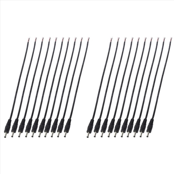 20 Pack 3.5mm x 1.35mm DC Power Male Plug Jack to Bare Wire Open End ...