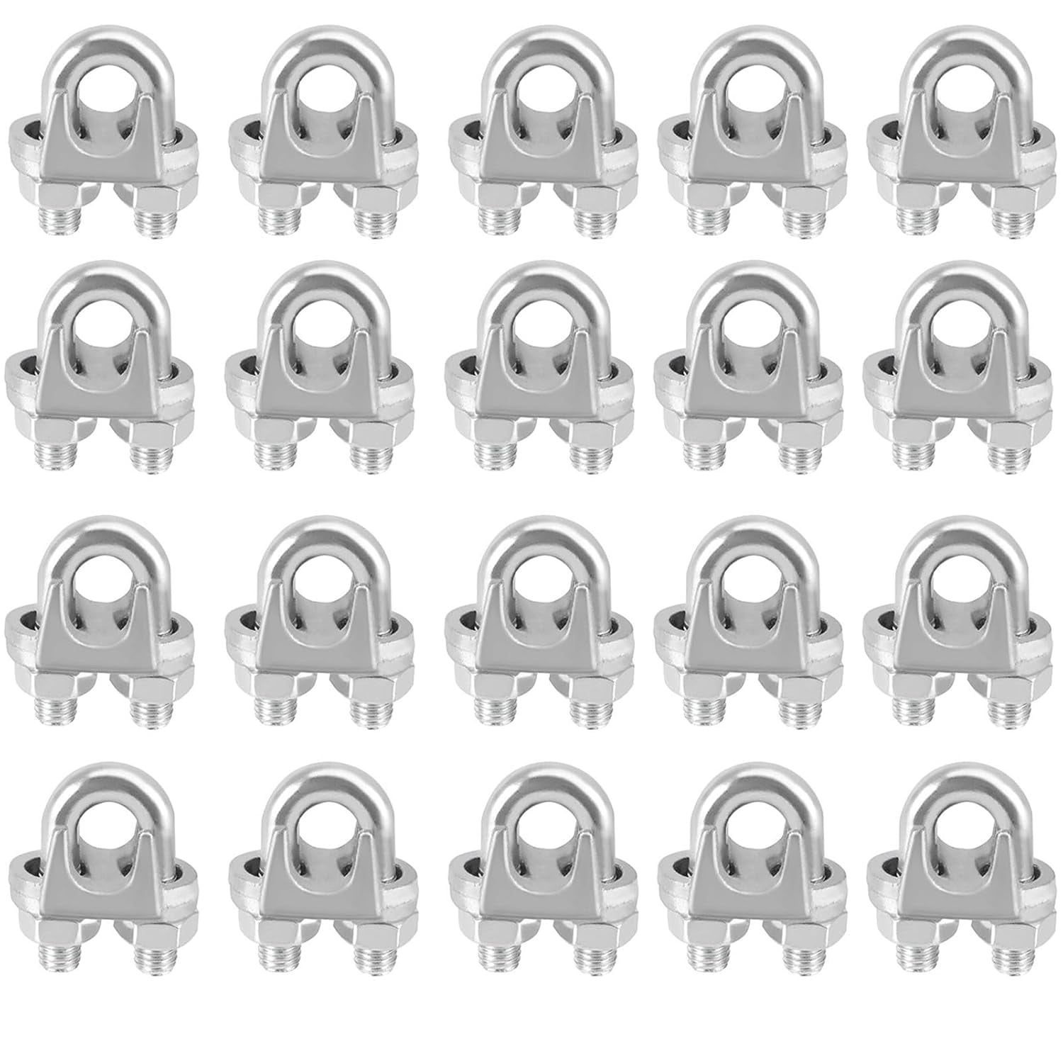 20 Pack 3/8 Inch M10 Wire Rope Clamp, Zinc Plated Wire Rope Clip ...