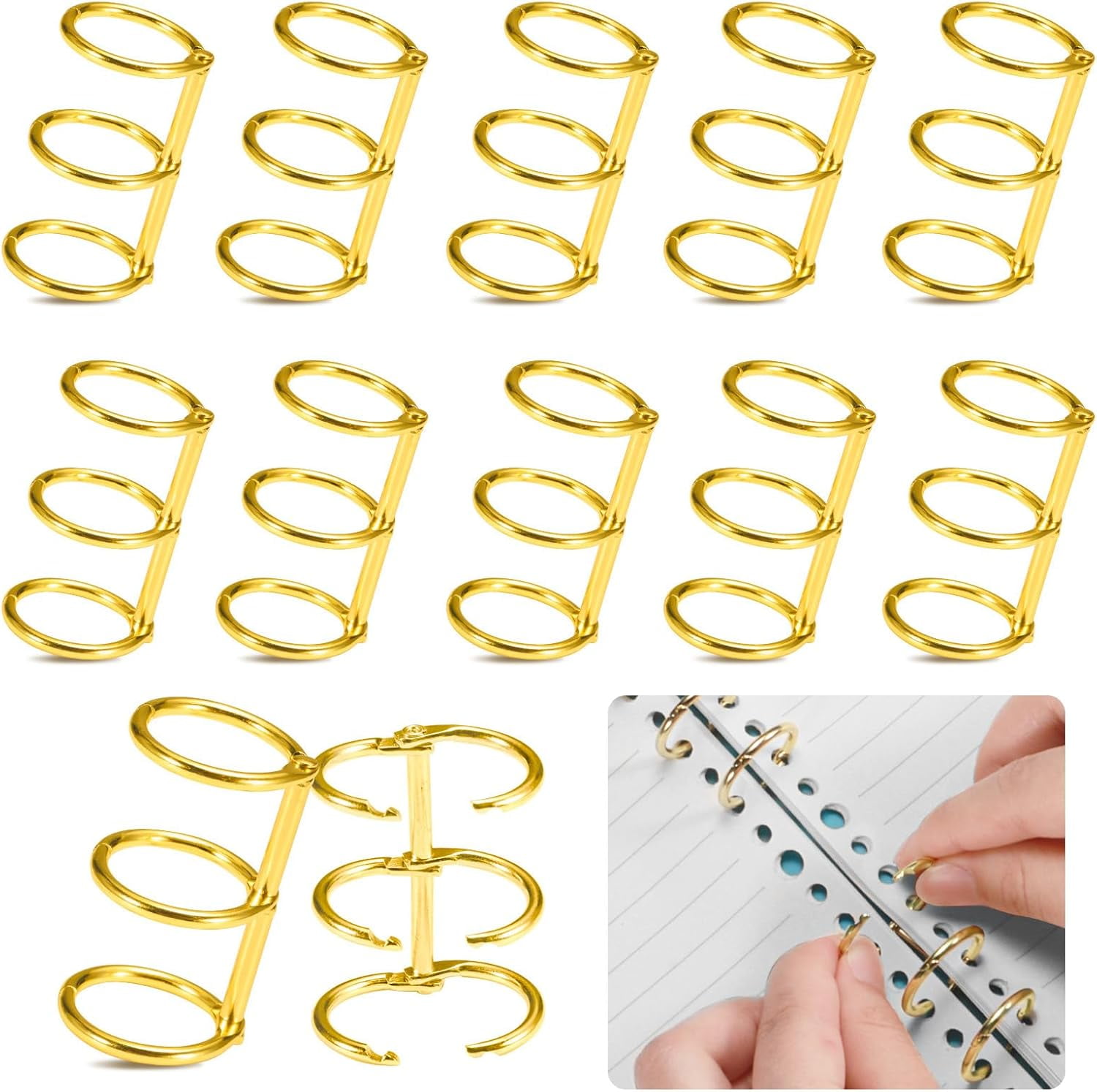 20-Pack 3-Ring Metal Loose Leaf Binders Book Rings,20mm Inner Diameter ...