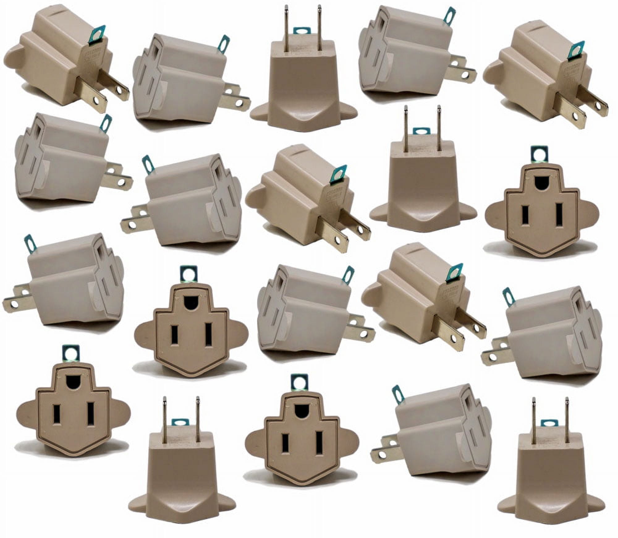 20 Pack 3 to 2 prong AC Polarized Grounding AC Power Plug Adapter ETL ...