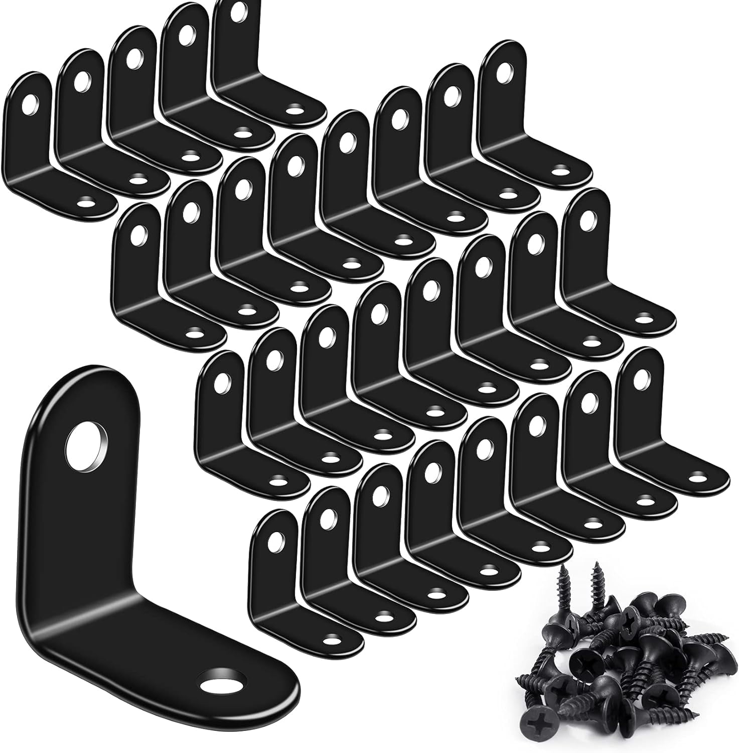 20-Pack 30MM L Bracket Corner Brace Sets Black Stainless Steel 90 ...