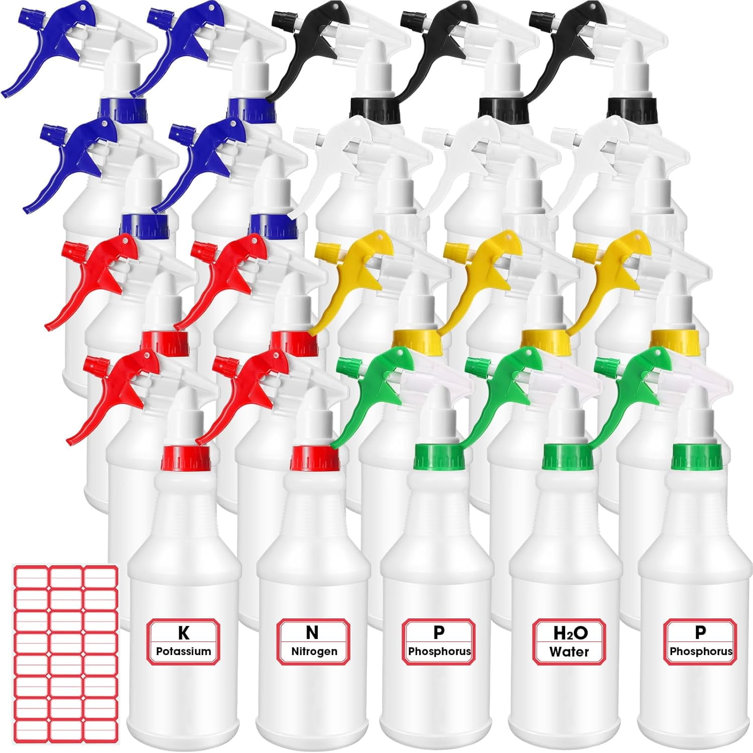 20 Pack 32oz Plastic Spray Bottles for Cleaning Solutions, Empty Spray ...