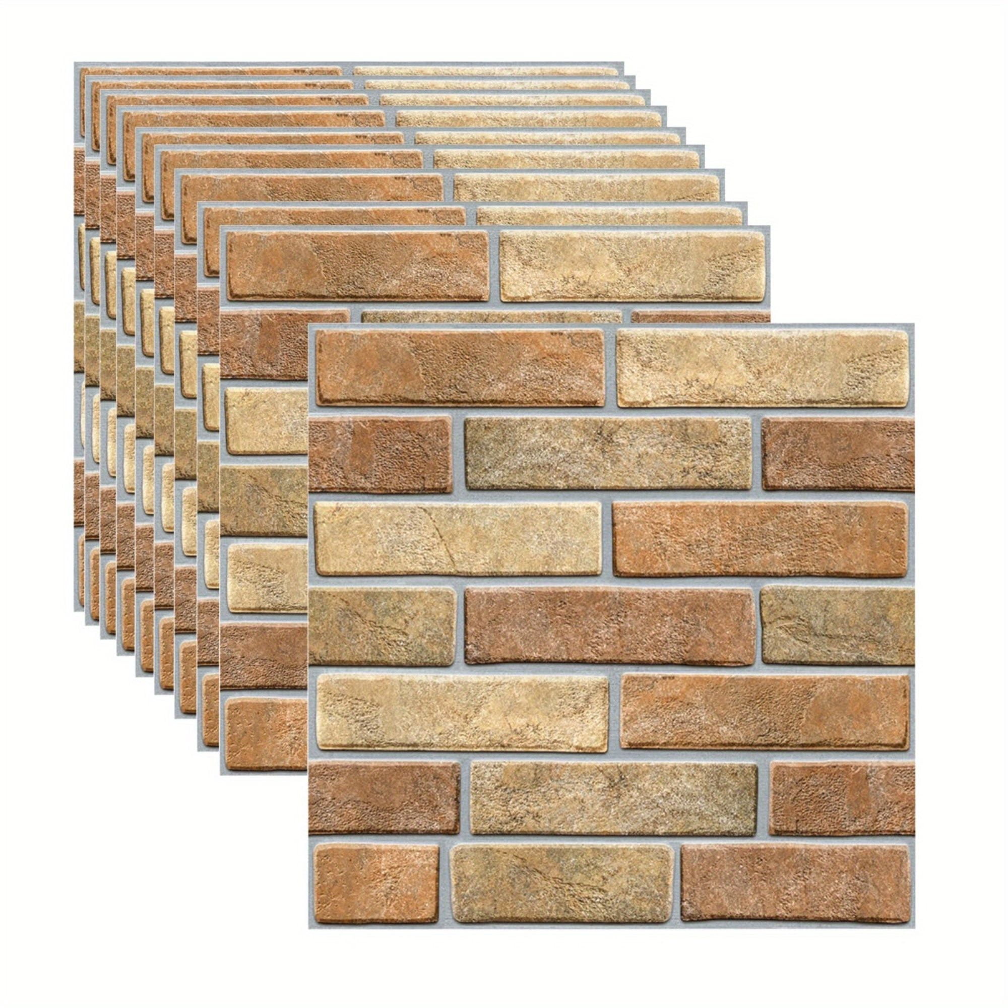 20-Pack 3D Textured Brick Wall Stickers – Self-Adhesive Heatproof Vinyl ...