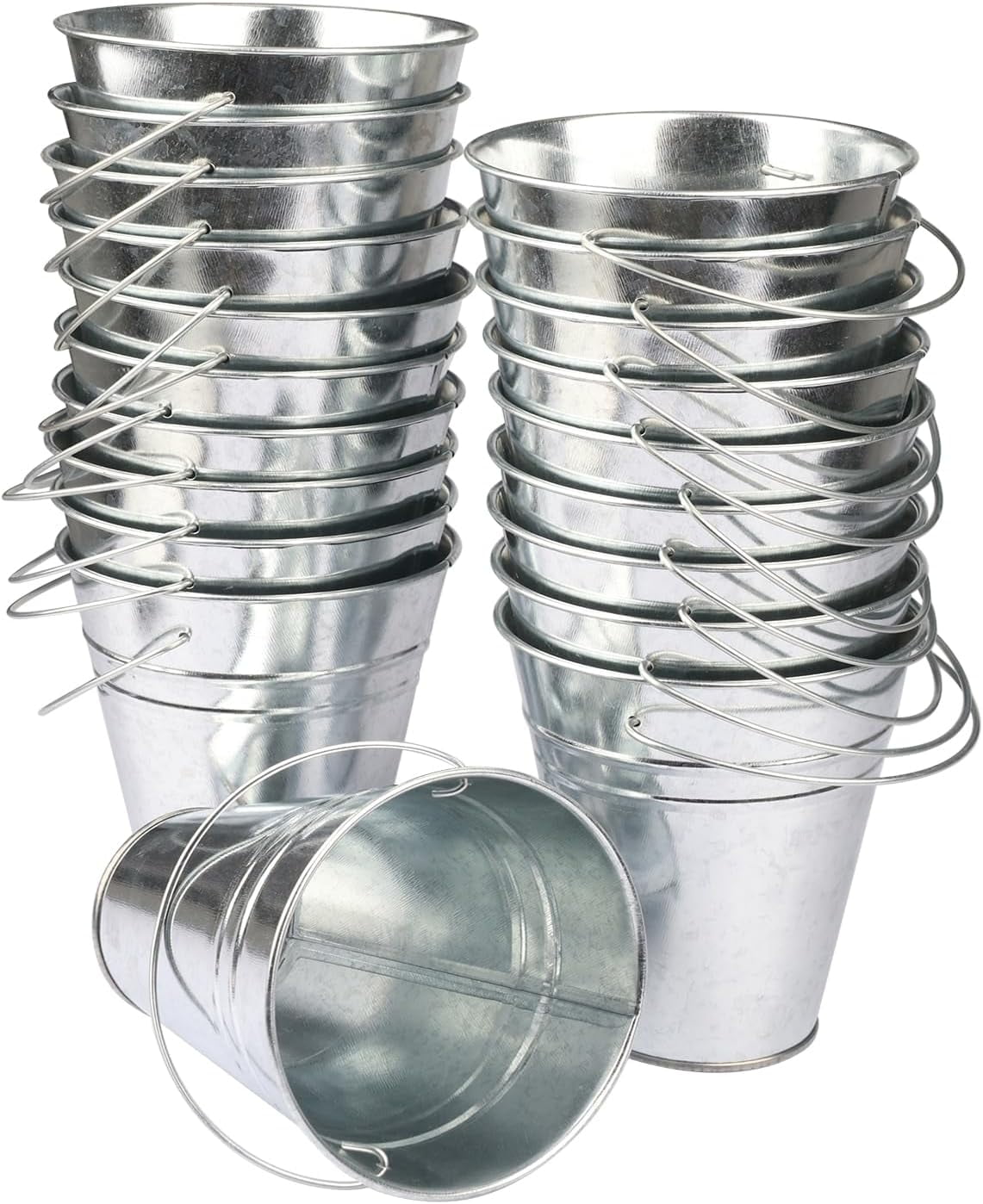20 Pack 4.5 Inch Mini Metal Buckets, Metal Buckets with Handle, Easter ...