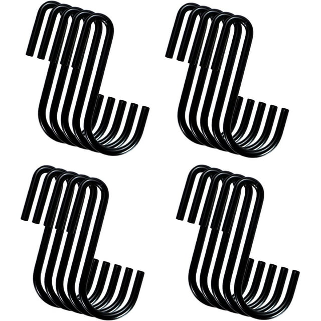 20 Pack 4 Inch Heavy Duty Black S Shaped Hooks for Multi Clothes Extra ...