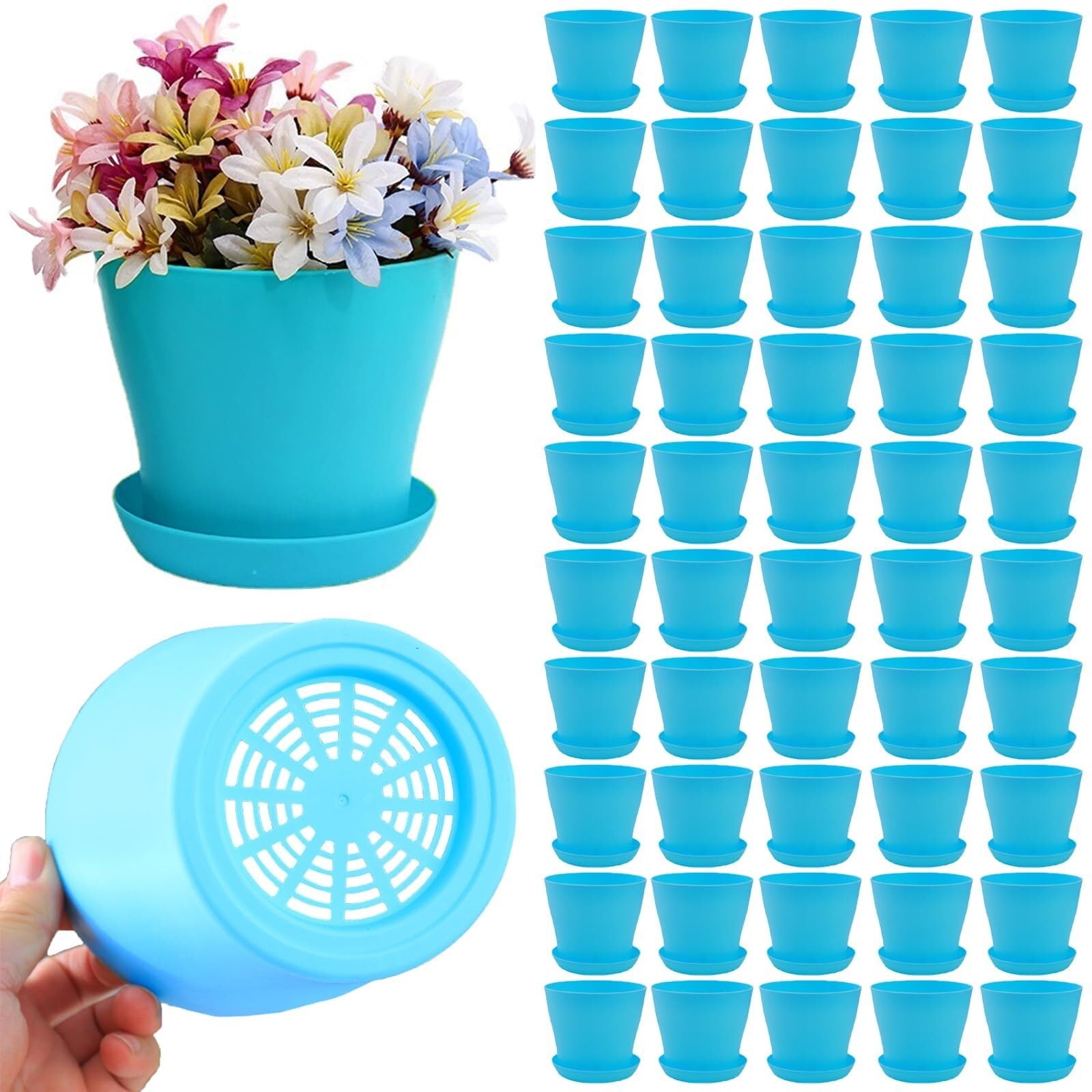 20 Pack 4 Inch Plant Pots Bulk Small Plastic Planters Pots with ...