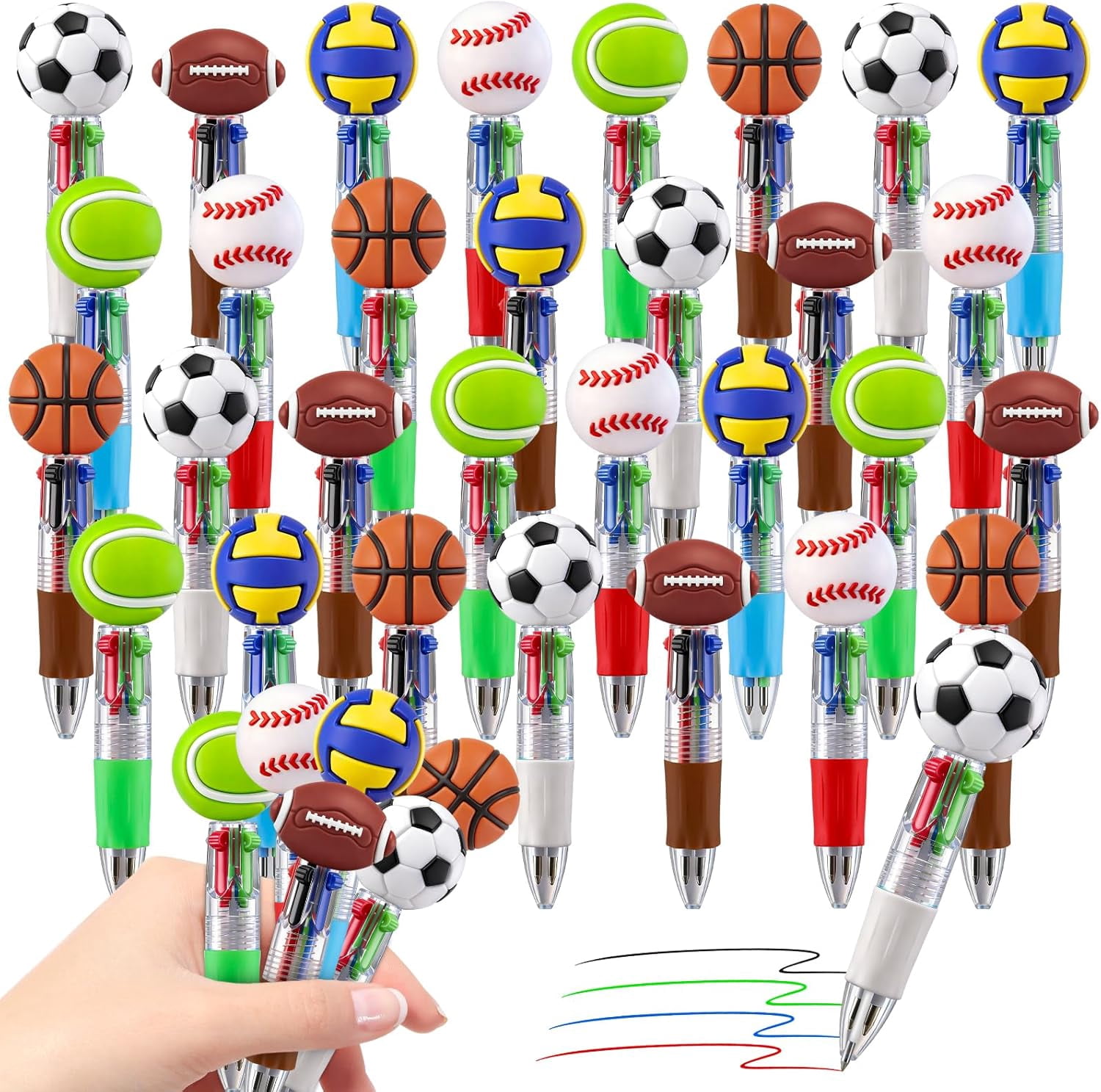 20-Pack 4-in-1 Sports Ballpoint Pens, Mini Multicolor Ballpoint Pen Set ...