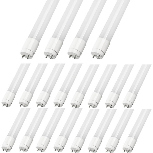 20 Pack 48" 18W T8 LED Tube Light Bulb, Single and Dual End, G13 Bi-Pin Base, 5000K Daylight ...