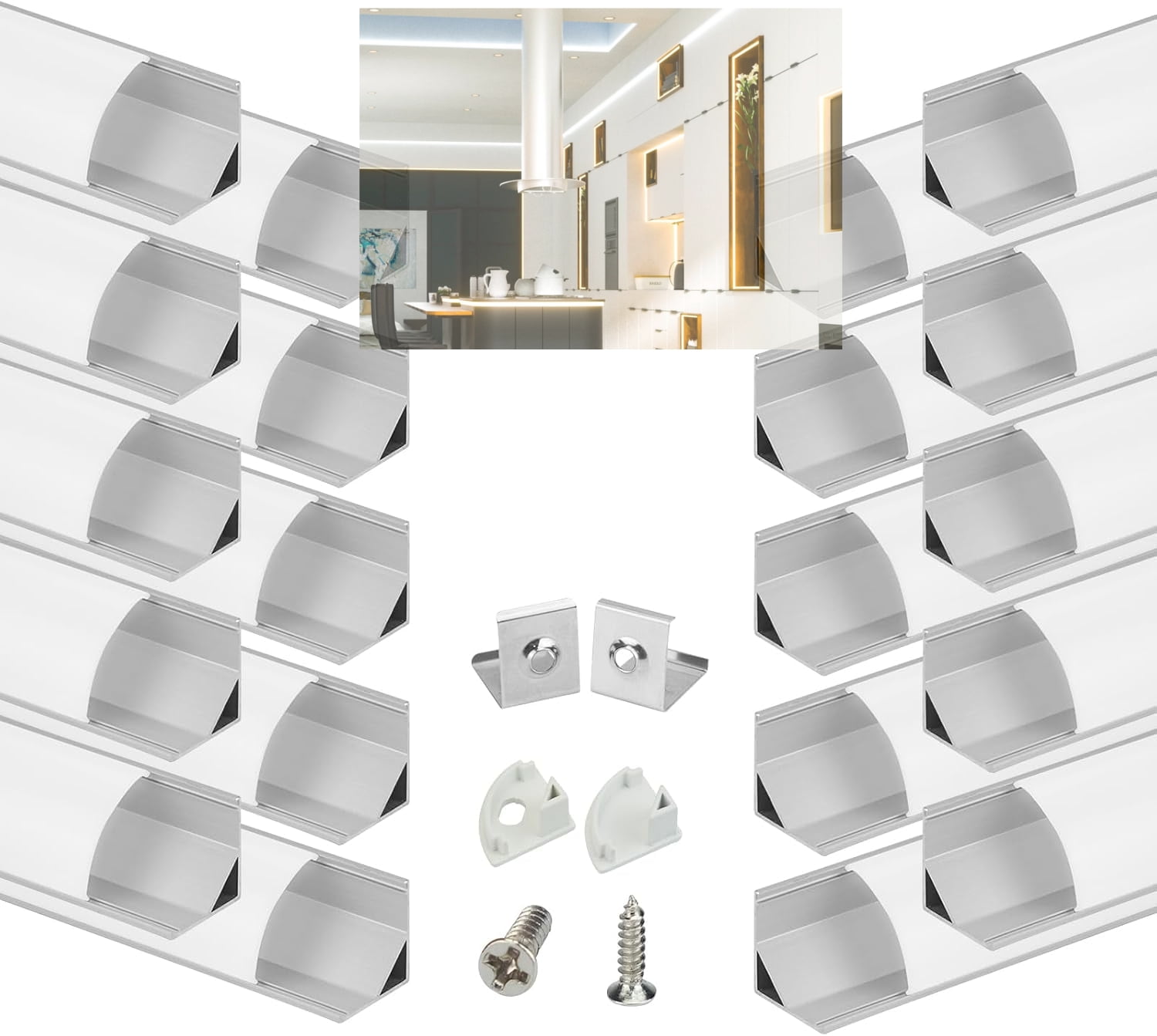 20-Pack 4FT L Shape Aluminum LED Diffuser Channels System,V Shape ...