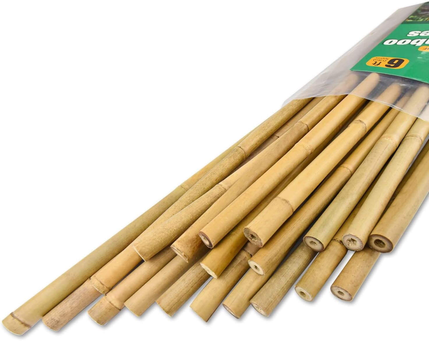 20 Pack 5/8 Inch D-Shaped Thicker Heavy Duty Bamboo Stakes 6 Feet ...