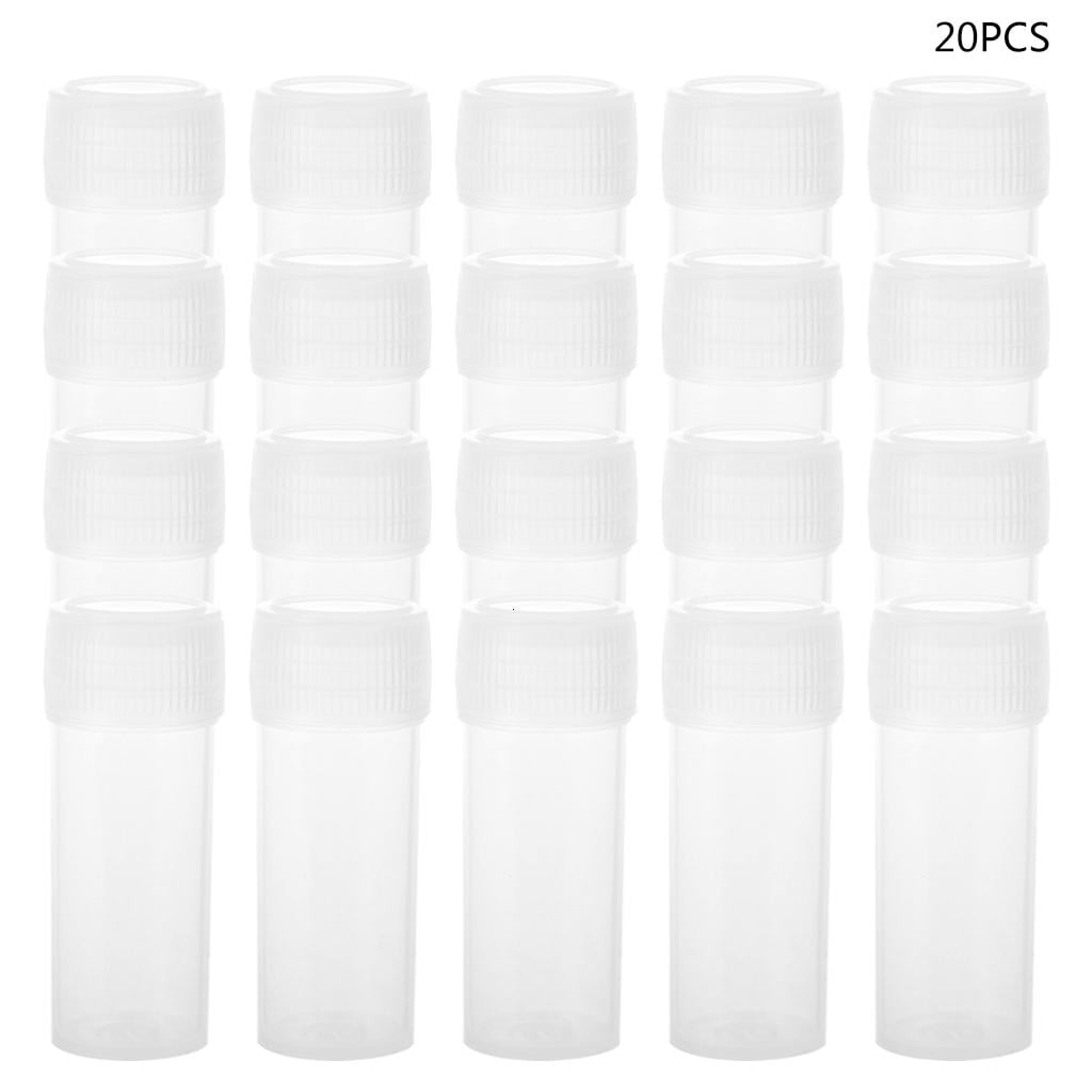 20 Pack 5ml (1/6 oz) Plastic Test Tubes Bottle with Screw Caps Empty ...