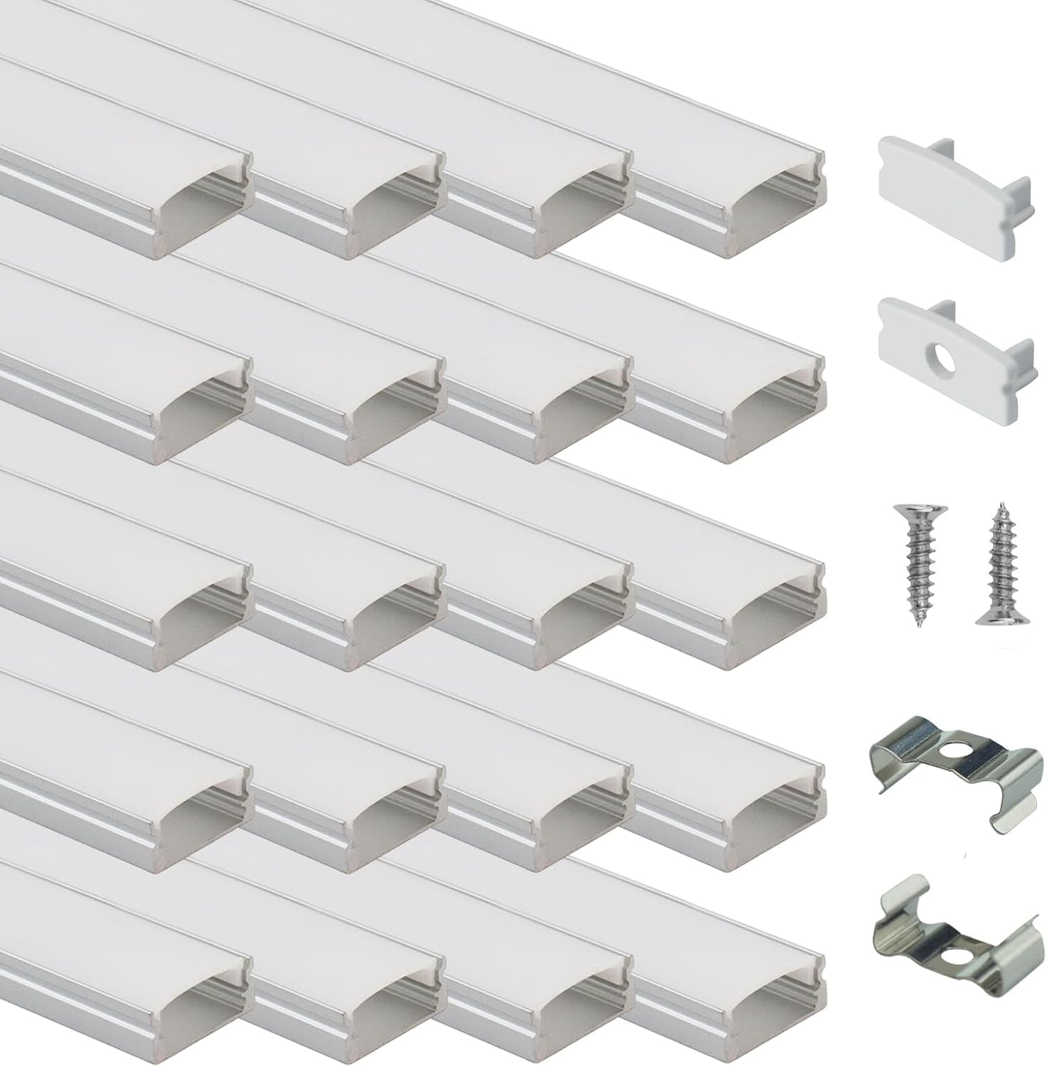 20-Pack 6.6FT/2M LED Channel Aluminum U-Shaped Silver LED Strip ...