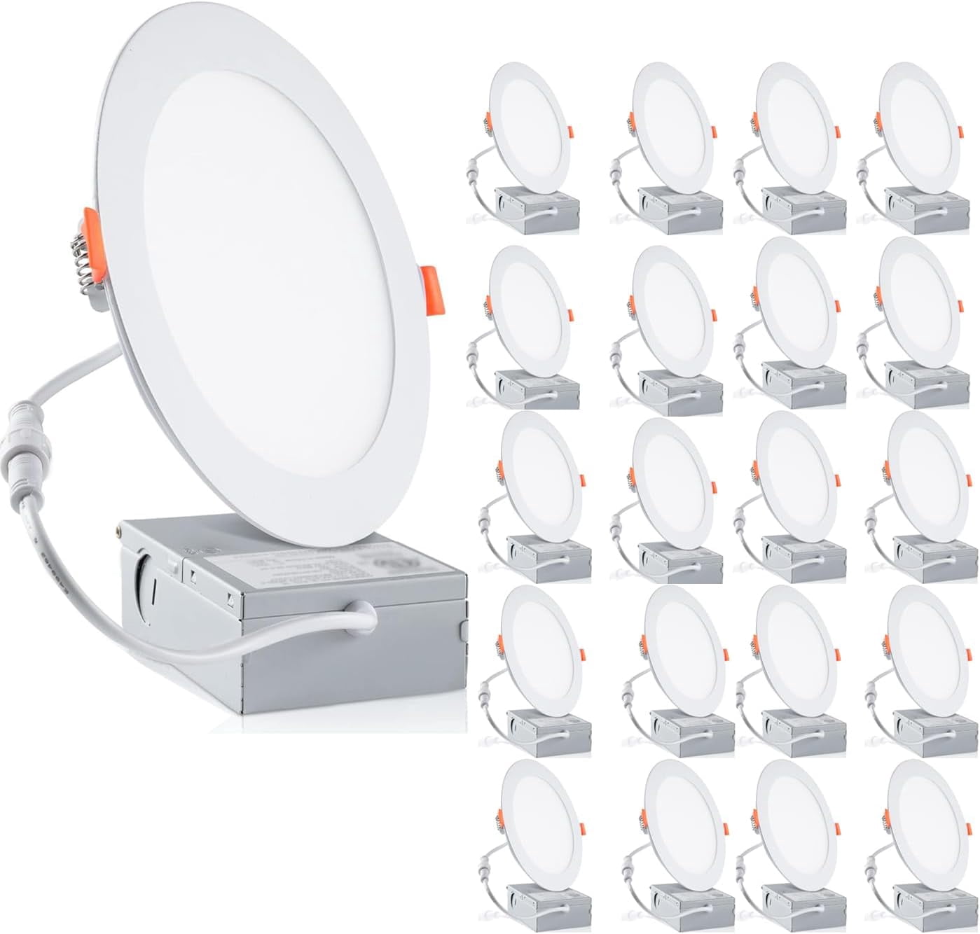 20-Pack 6 Inch LED Recessed Lights 6500K Daylight Ultra-Thin Canless ...