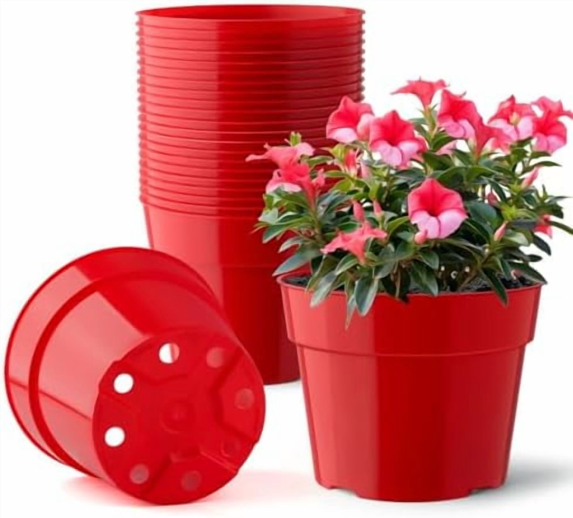 20 Pack 6 Inch Plant Pots, Thickened Plastic Flower Pots with 20 Pcs ...