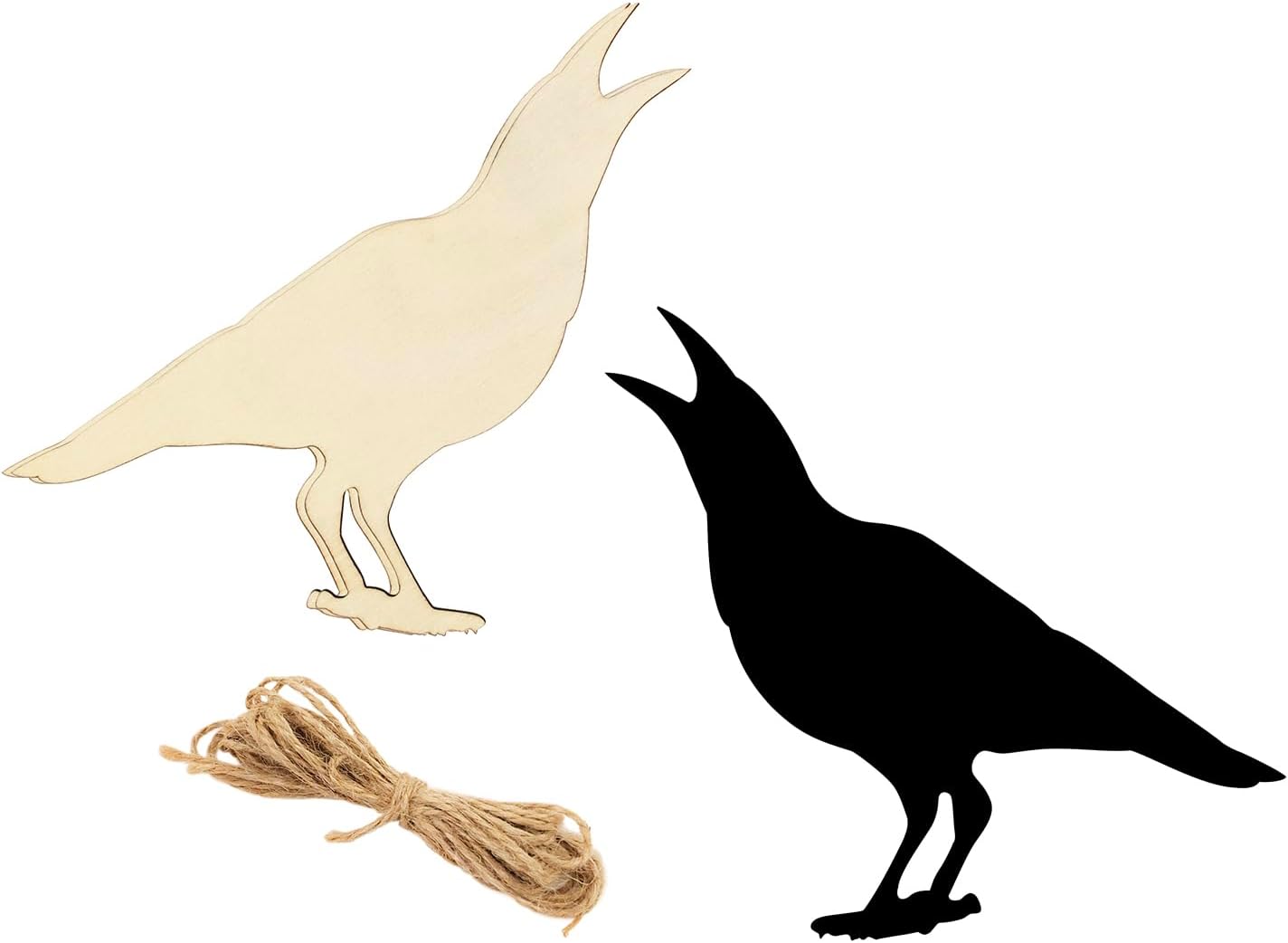 20 Pack 6 Inch Wood Raven Cutouts Unfinished Wood Crow Crafts Wooden ...